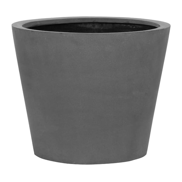 PotteryPots Bucket Small 16 in. Tall Grey Fiberstone Indoor Outdoor ...
