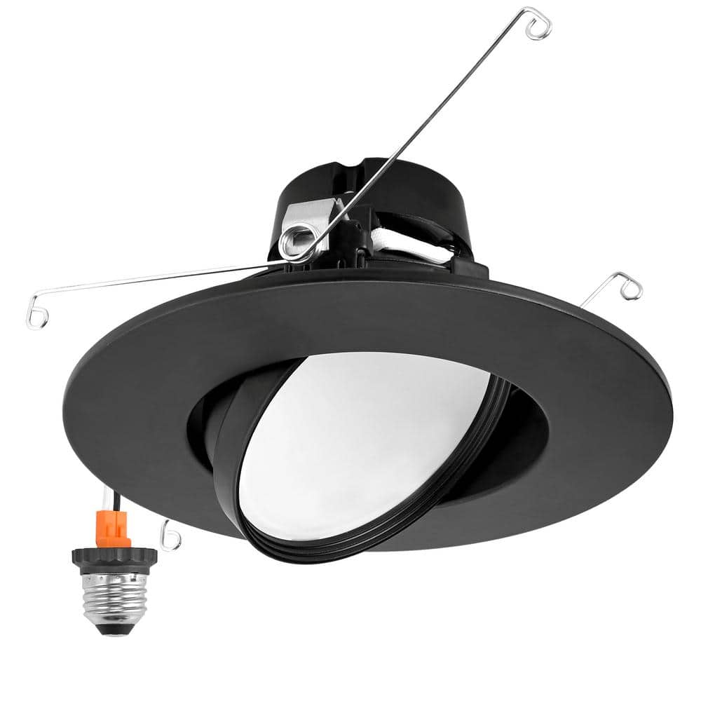 Maxxima 5 in. and 6 in. Adjustable Recessed LED Gimbal Downlight, Black ...