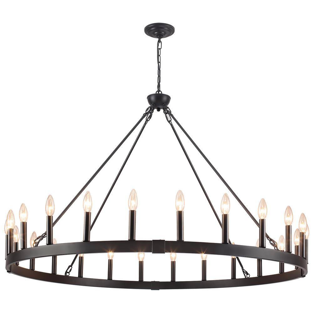 Rviezza Farmhouse 48 in. 24-Light Wagon Wheel Chandelier, Extra ...