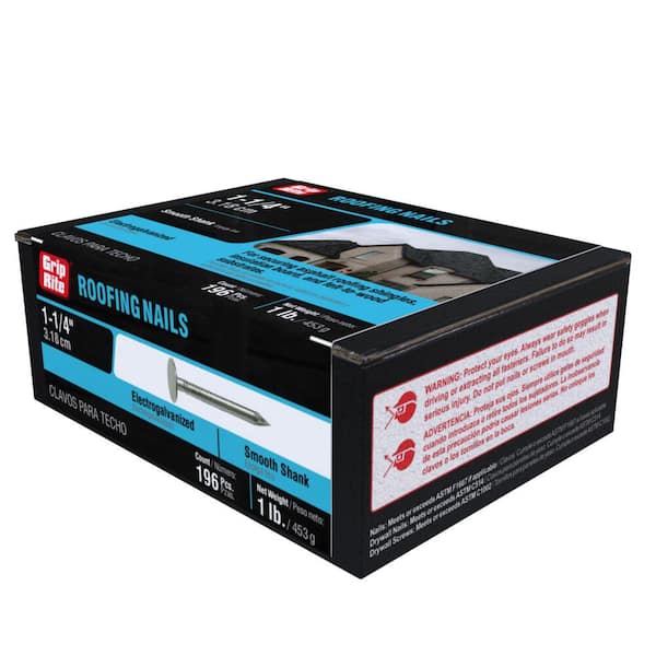 Grip-Rite 1-1/4 in. x 11-Gauge Electrogalvanized Flat Head Smooth Shank ...