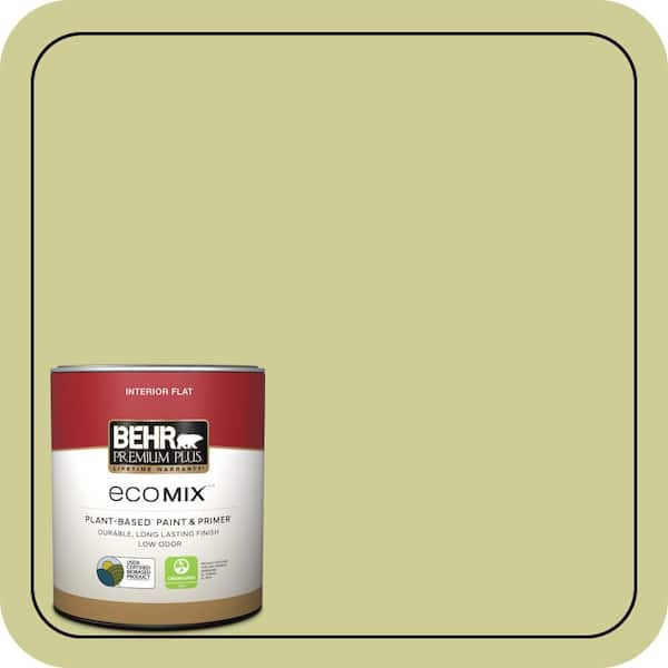 BEHR PREMIUM PLUS 1 qt. #400D-4 Corn Husk Green Flat EcoMix Plant-Based ...
