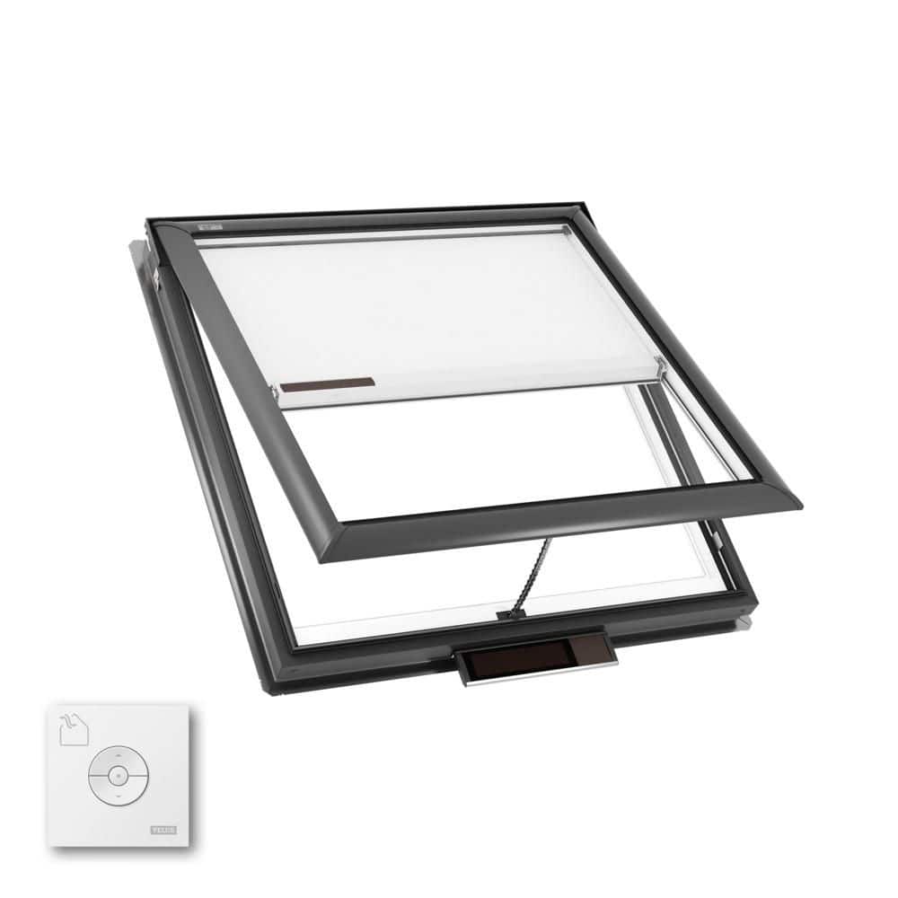 VELUX 44-1/4 in. x 45-3/4 in. Solar Powered Venting Deck Mount Skylight w/ Laminated Low-E3 ...