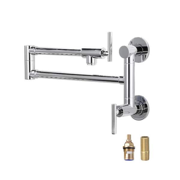 VEVETTA Wall Mounted Pot Filler 2-Handles Kitchen Faucet with 360 ...