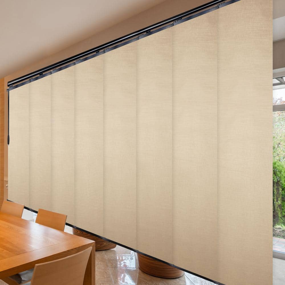 EMOH Linen 130 in. to 175 in. W x 94 in. L Adjustable 8- Panel Black ...