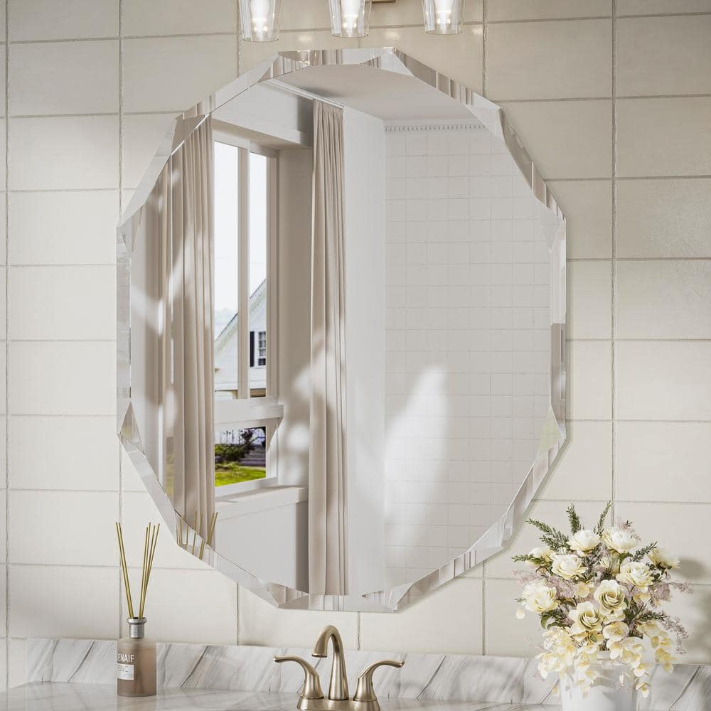 Reviews for KeonJinn 30 in. W x 36 in. H Oval Beveled Frameless Wall Mount Bathroom Vanity ...
