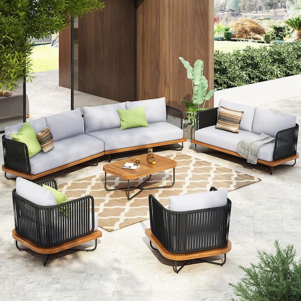 CHRISTOPHER KNIGHT HOME Avak 6-Piece Solid Wood Patio Conversation Set ...