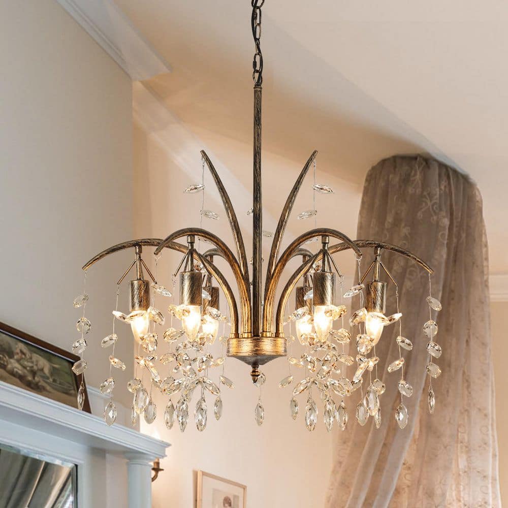 EDISLIVE Tara 6-Light Unique Classic/Traditional Bronze Chandelier with Crystal Accents ...