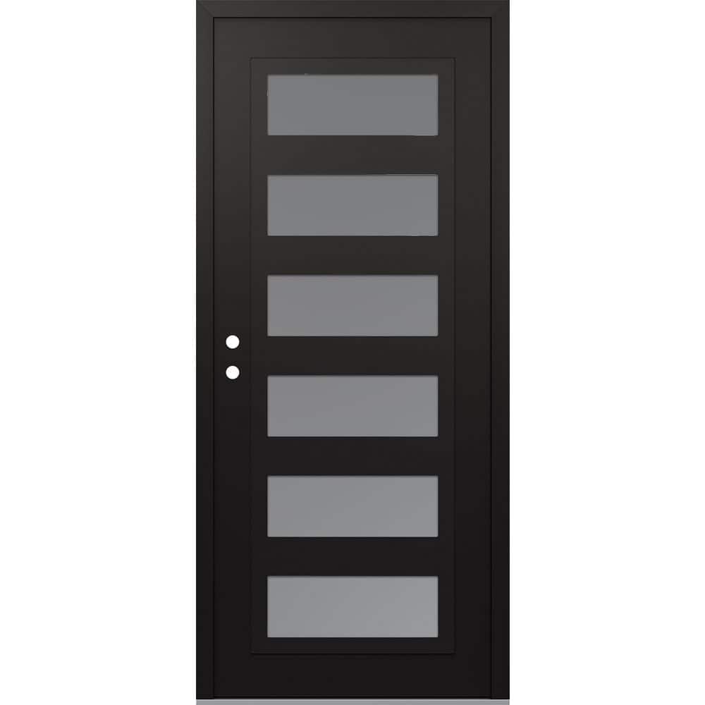 Tessari Doors C9 36 in. x 80 in. Black P Right-Hand/Inswing Frosted ...