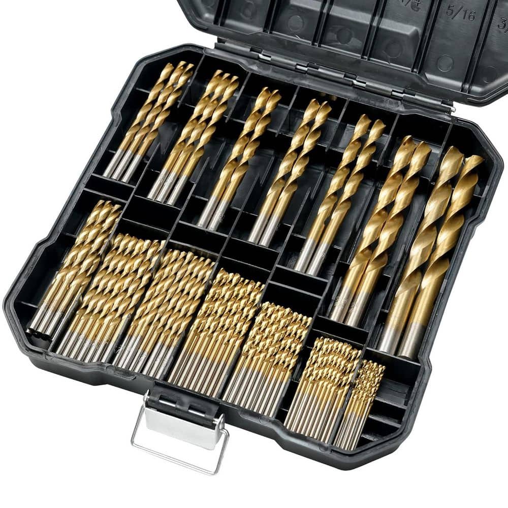 MYWISH 99-Piece Titanium Coated HSS Drill Bit Set (1/16 in. - 3/8 in ...
