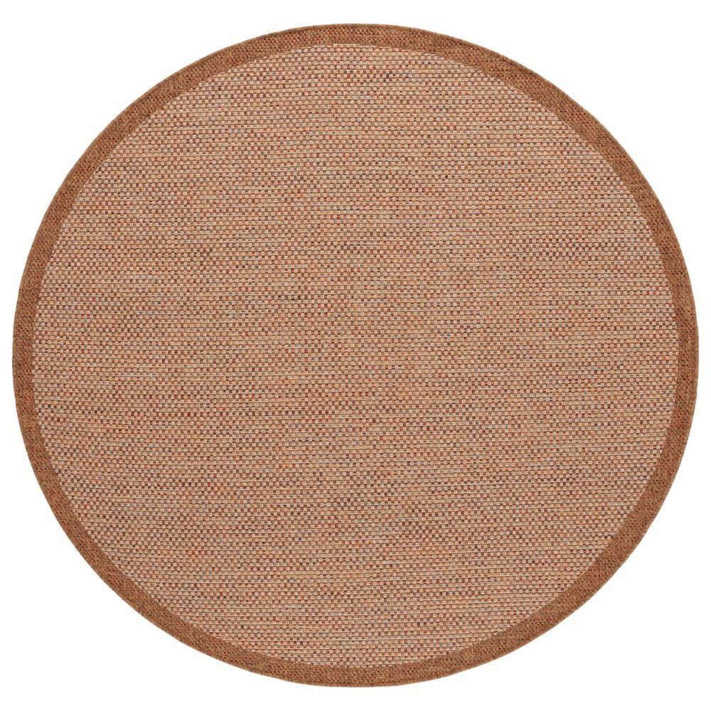 SAFAVIEH Wicker 7 ft. x 7 ft. Natural/Brown Solid Border Round Area Rug ...