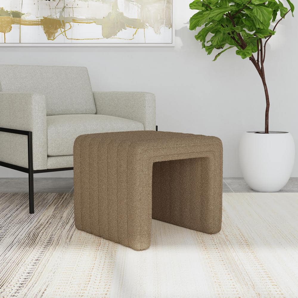 Homepop Modern Brown Boucle Fabric Channel Square Accent Ottoman K8671 ...