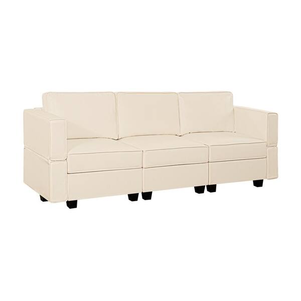 HOMESTOCK 87.01 in. W Faux Leather Sofa Streamlined Comfort for Your ...