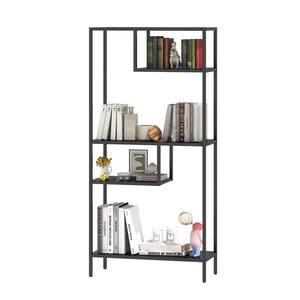 Litton Lane 60 in. Tall Black Metal Stationary Shelving Unit Bookcase ...