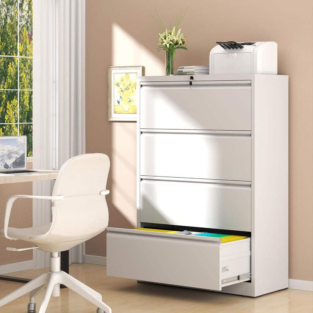 CSC DECOR INC 4-Drawer White 52.28 in. H x 35.43 in. W x 15.75 in. D ...
