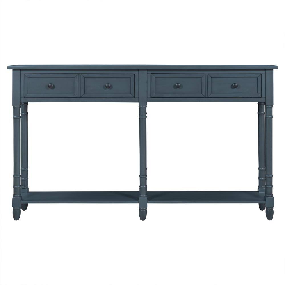 Utopia 4niture Eframe 58 in. Antique Navy Rectangular Wooden Console ...