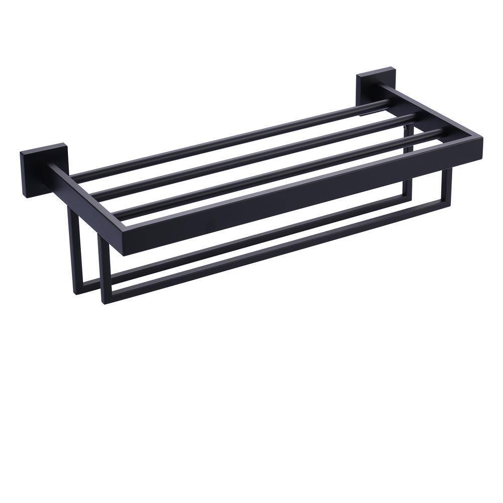 ARCORA 20 in. Square Single Towel Rack Holders Wall Mounted in Matte ...