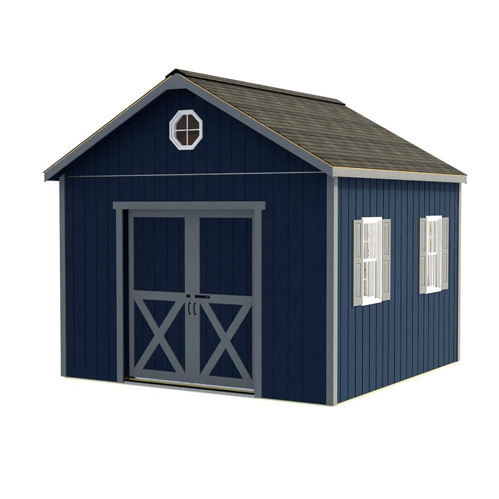 Best Barns Backyard Basecamp 12 ft. x 12 ft. Wood Shed Kit with Space-Saving Sliding Doors ...