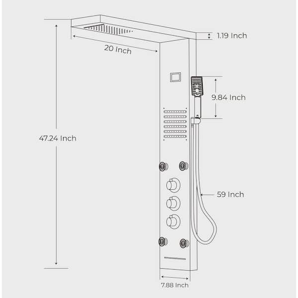 Forious pro 6-Jets LED Rainfall Waterfall Shower Head Rain Massage Body ...