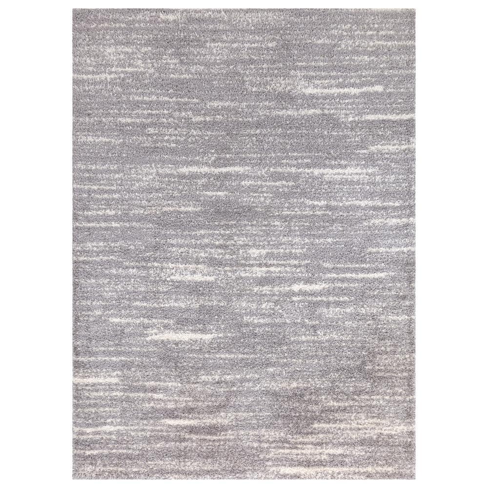 StyleWell Abstract Shag Gray 7 ft. x 9 ft. Area Rug 52456 - The Home Depot
