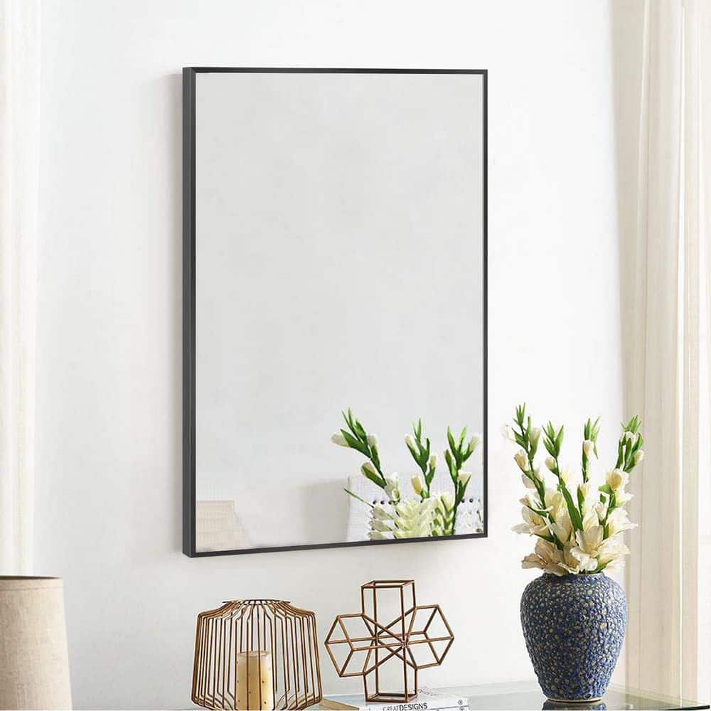 Aluminum Slim Frame Bathroom Mirrors Black Rectangle 24 in. W x 36 in ...