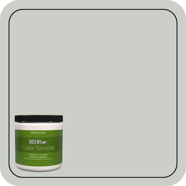 BEHR PREMIUM PLUS 8 oz. #PWL-89 Silver Setting Semi-Gloss Interior ...