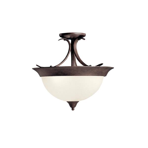 KICHLER Dover 3-Light Tannery Bronze Hallway Semi-Flush Mount Ceiling ...
