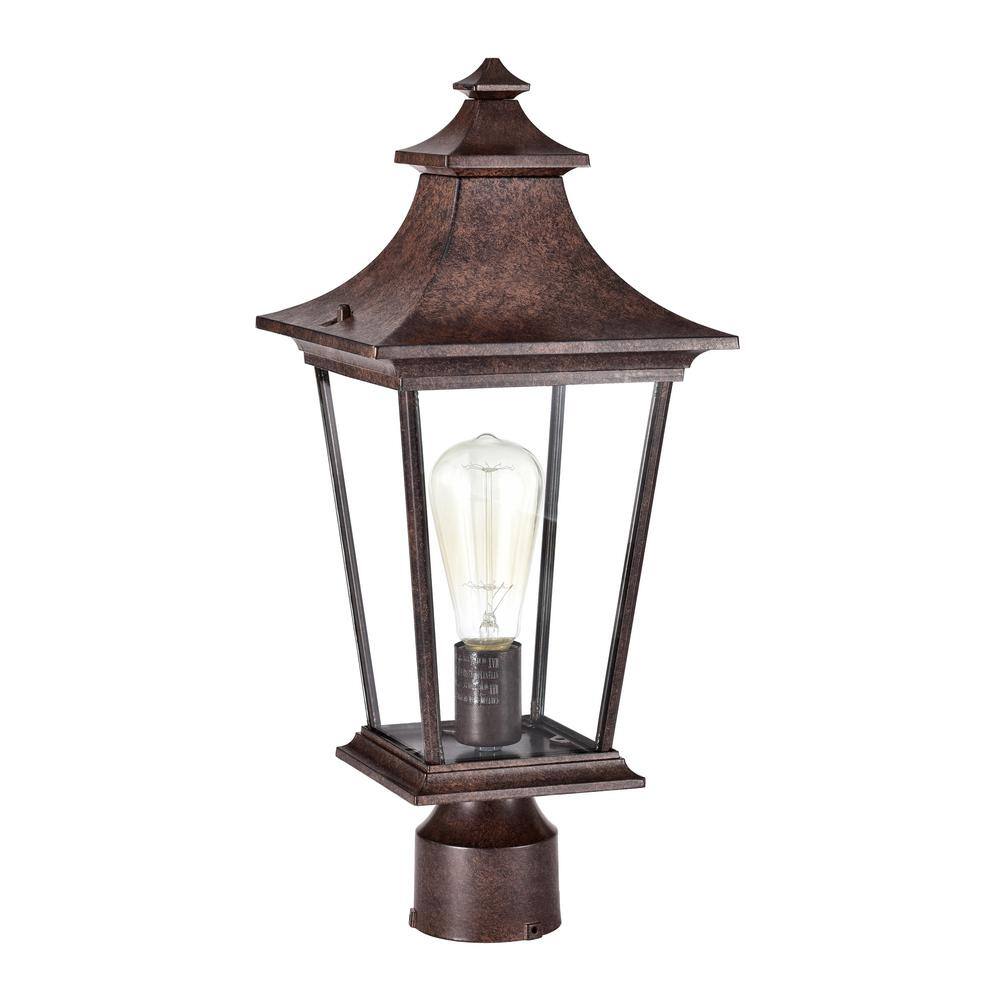 Clihome 1-Light Bronze Die-Cast Aluminum Outdoor Post with Clear Glass ...