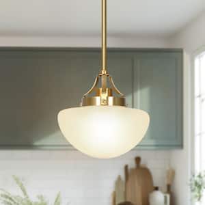 Kira Home Belle 60-Watt 1-Light Brushed Brass Contemporary Bowl Pendant ...