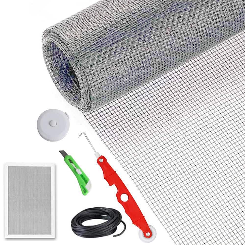 NVNOO 48 in. x 158 in. Fiberglass Window Screen Replacement Kit for ...