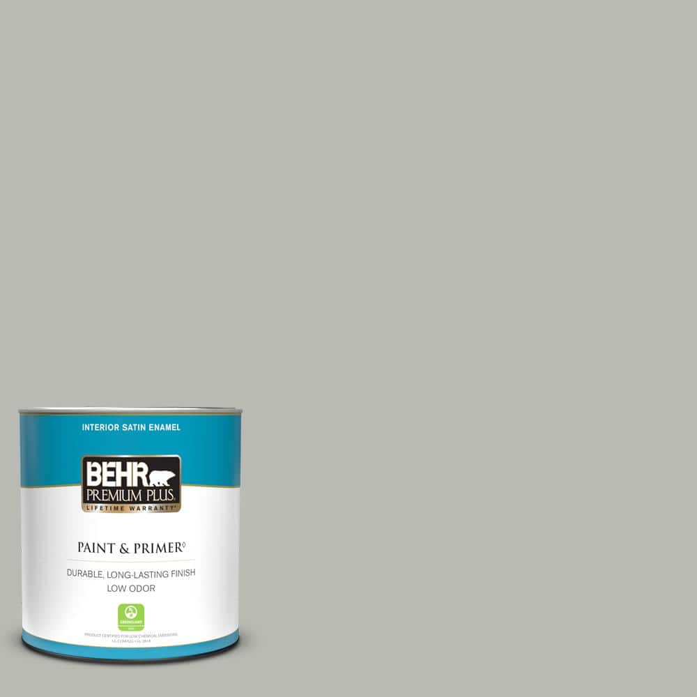 BEHR PREMIUM PLUS 1 qt. #PPU18-11 Classic Silver Satin Enamel Low Odor ...