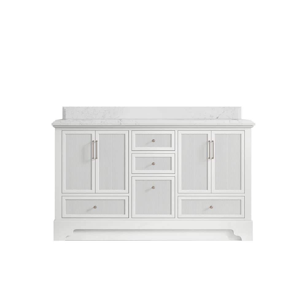 Willow Collections Alys 60 in. W x 22 in. D x 36 in. H Double Sink Bath ...