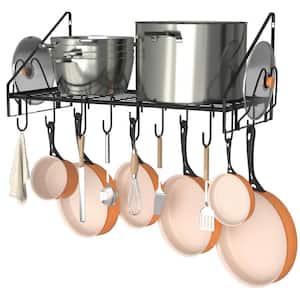 KES Matte Black 30 in. Wall Mount Rectangular Pot Rack for Kitchen 2 ...