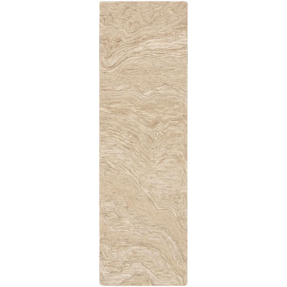 Nourison Graceful Taupe 2 ft. x 8 ft. Abstract Contemporary Runner Area ...