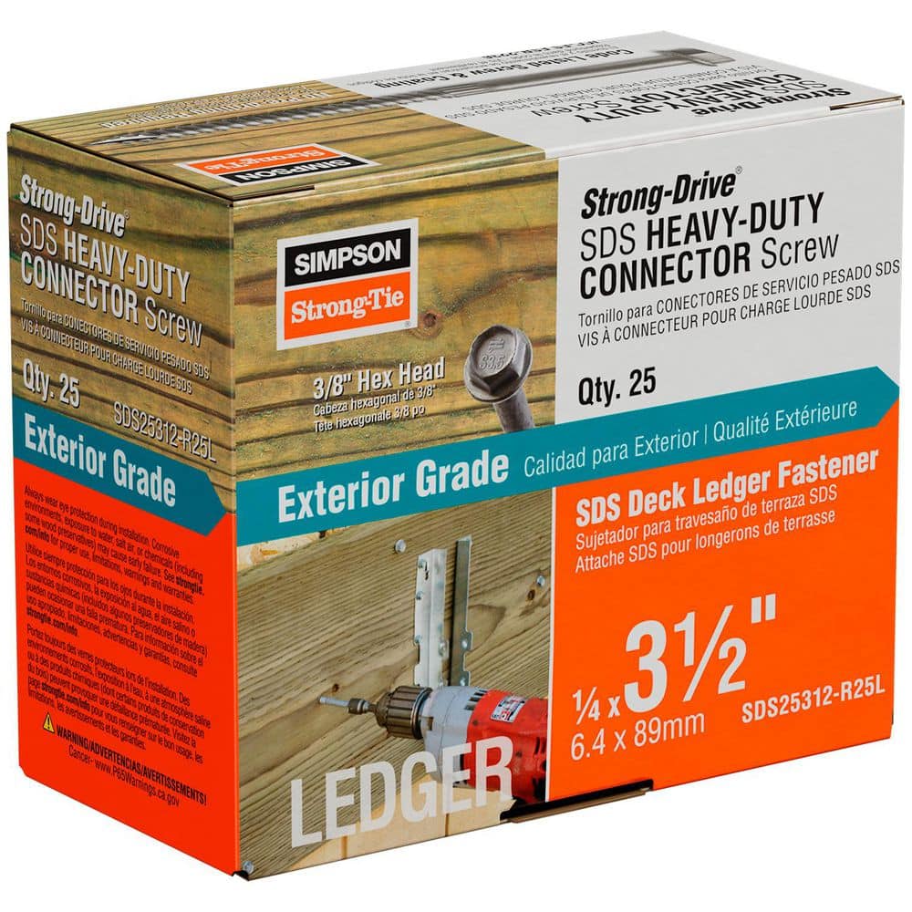 Simpson Strong-Tie 1/4 in. x 3-1/2 in. Strong-Drive SDS Heavy-Duty Hex ...