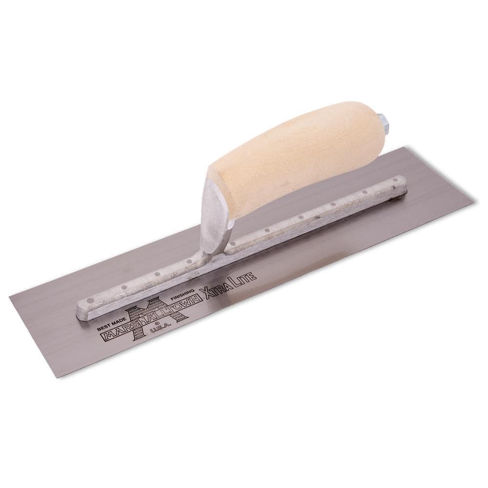 MARSHALLTOWN 12 in. x 3 in. Curved Wood Handle Finishing Trowel MXS56 ...