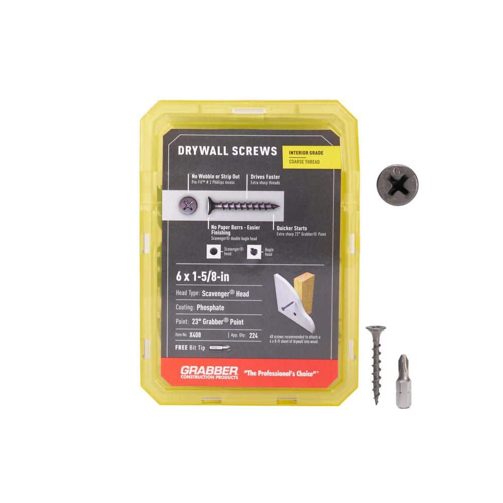 Grabber # 6 x 1-5/8 in. Drywall Screw Coarse 1 lb. 23435 - The Home Depot
