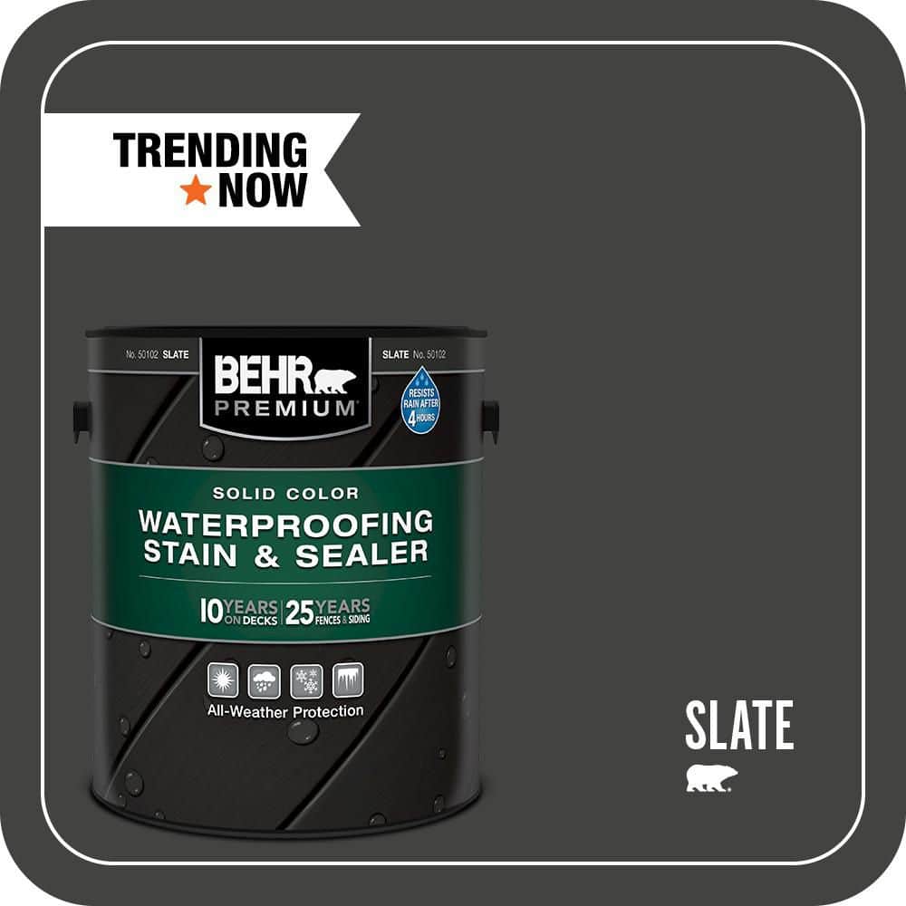 BEHR PREMIUM 1 gal. #SC-102 Slate Gray Solid Color Waterproofing ...