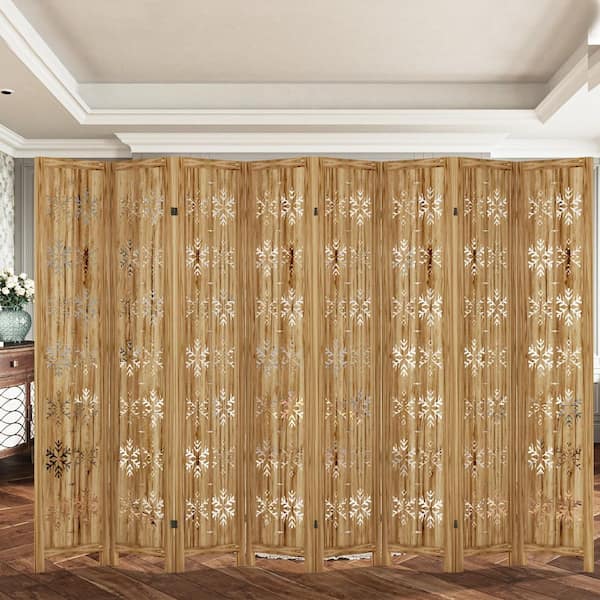SVOPES 8-Panel Wood Room Divider, 66.9 in. Tall Folding Privacy Screen ...