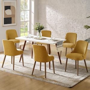 JAYDEN CREATION Eliseo Mustard Modern Upholstered Dining Chair with ...