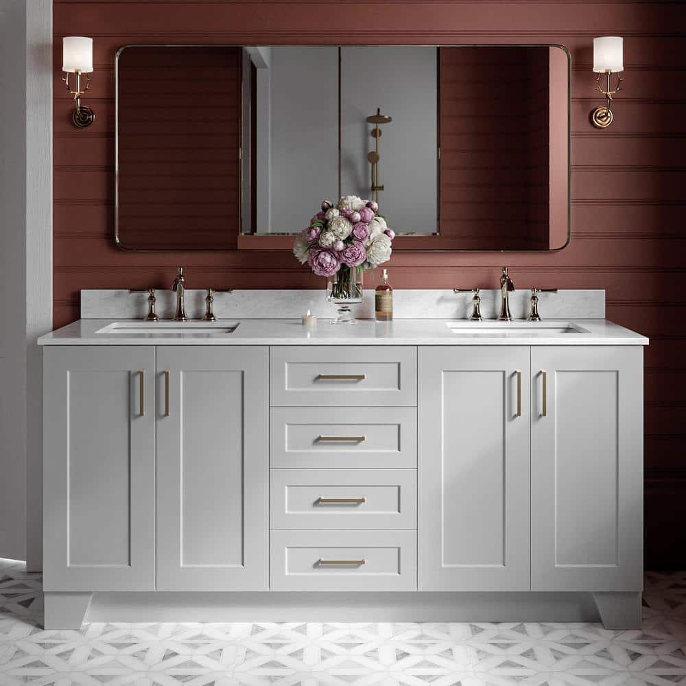 ARIEL Taylor 72 in. Double Sink Freestanding Bathroom Vanity in Gray ...