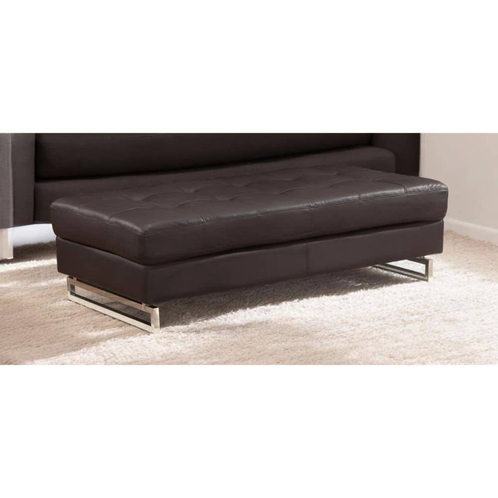 HomeRoots Brown Faux Leather Rectangle Ottoman 2000366203 - The Home Depot