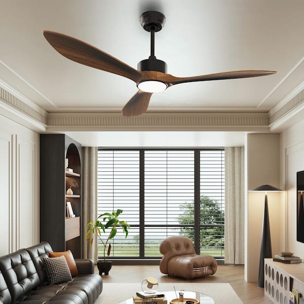 DESwan 52 in. Indoor/Outdoor Fendelier Downrod Mount Walnut Ceiling Fan ...