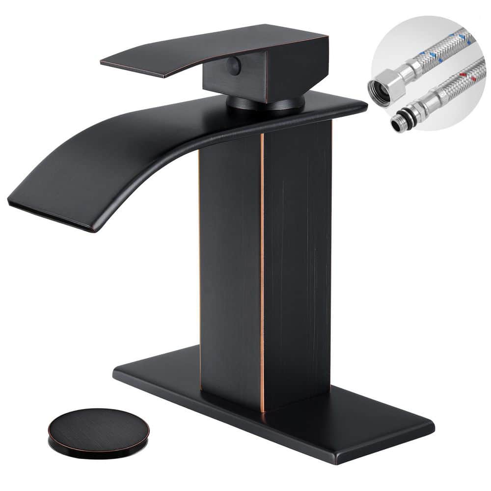 AKLFGN Waterfall Spout Single Handle Single Hole Bathroom Faucet with ...