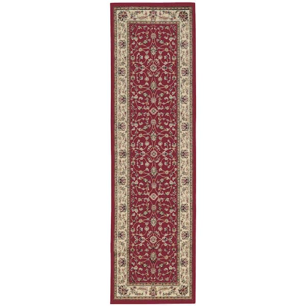 RADICI USA Como Red 2 ft. x 7 ft. Traditional Oriental Scroll Area Rug ...