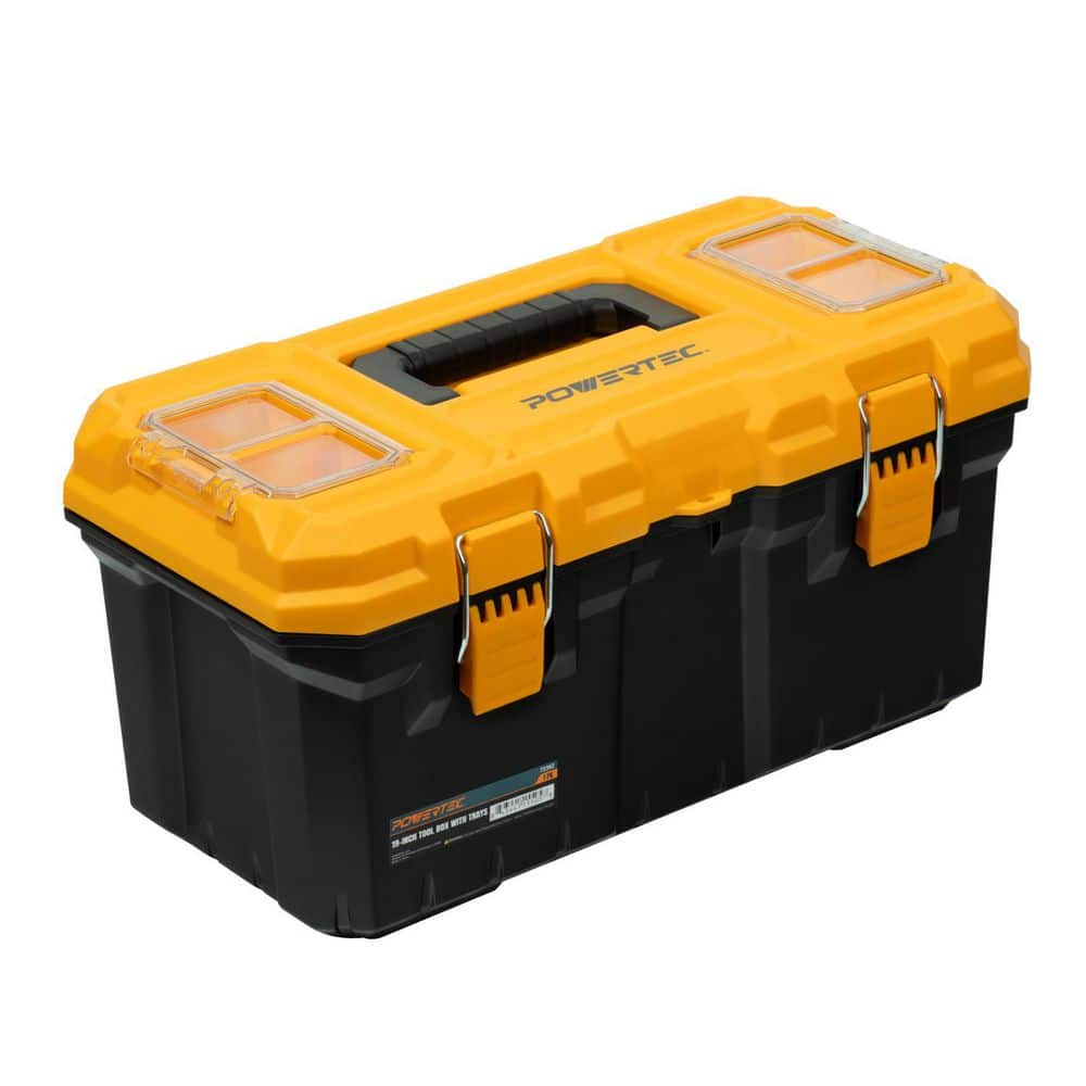 ‎POWERTEC 19 in. Tool Box with Trays-Lockable, Metal Latch, Organizer ...
