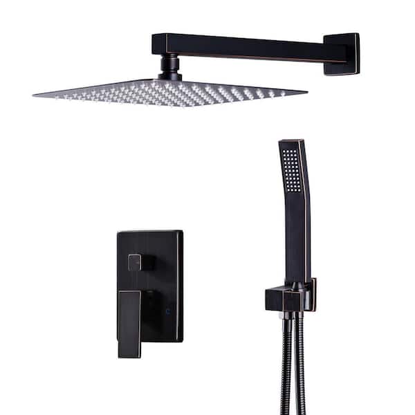 ALEASHA Single Handle 2-Spray Shower Faucet 1.8 GPM with 10 in. Square ...
