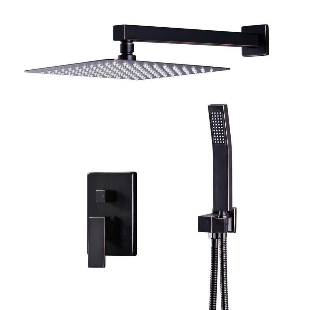 ALEASHA Single Handle 2-Spray Shower Faucet 1.8 GPM with 12 in. Square ...