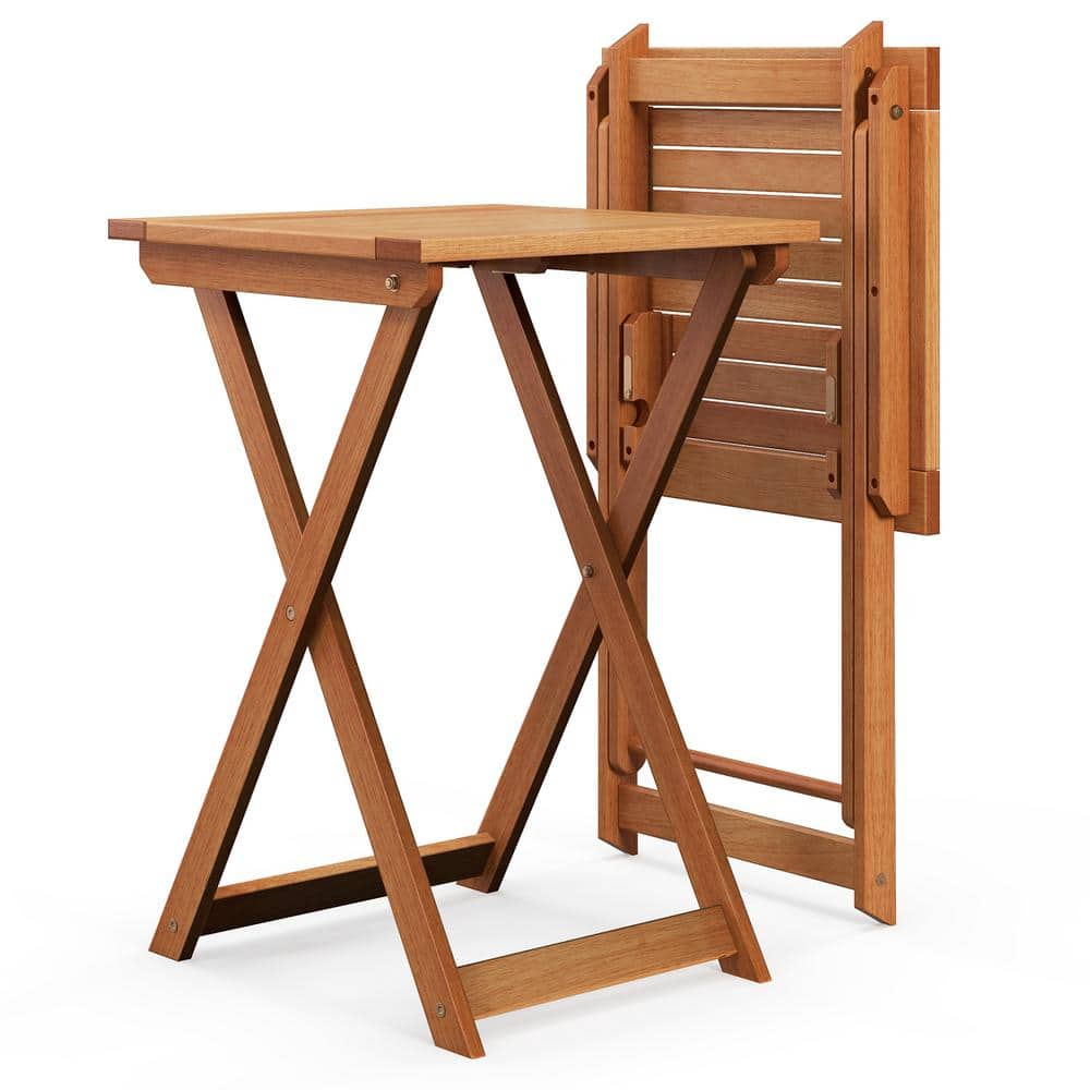 Costway 20 in. Patio Folding Table Hardwood Outdoor Bistro Table with ...