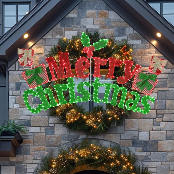Merry Christmas Lighted Lawn Sign