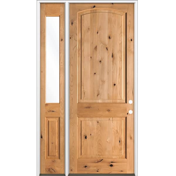 Krosswood Doors 50 in. x 96 in. Knotty Alder 2-Panel Arch-Top Left-Hand ...